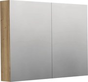 INTEDOOR Zrcadlová skříň BEE, 2 dveře, el. zásuvka, IP44, š. 100cm, dub Halifax