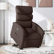 Zvedací polohovací křeslo tmavě hnědé textil 3203983