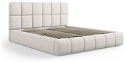 Světle šedá čalouněná dvoulůžková postel s úložným prostorem s roštem 180x200 cm Bellis – Micadoni Home