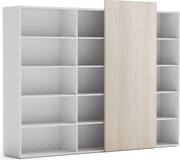 Kancelářský regál s posuvným panelem BLOCK, 2390 x 400 x 1748, dub přírodní