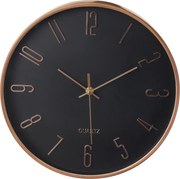 Nástěnné hodiny s dřevěným rámem, černé, Ø 30,5 cm