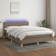 Box spring postel s matrací a LED taupe 140x200 cm textil