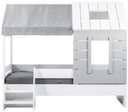 Domečková postel 90x200 Boom - bílá/šedá