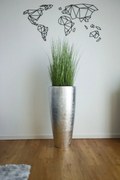 Květináč CITY, sklolaminát, výška 80 cm, stříbrný lesk