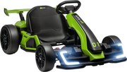 HOMCOM Elektrické Go-Kart pro Děti 6-12 Let 24V 6-12km/h s Nastavitelným Sedadlem, 2 Motory, Drift Go-Kart s Klaksonem, Světly a Hudbou, Zelené | Aoso
