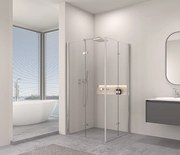 Erga Berlin Double, sprchový kout s dvojitými skládacími dveřmi 110(dveře) x 110(dveře) x 195 cm, 6mm čiré sklo, chromový profil, ERG-V02-BERLIN-D110D110-CL-CR