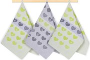Bellatex Kuchyňské utěrky sada 3 kusů 50x70 cm Srdce Zelená,Šedá