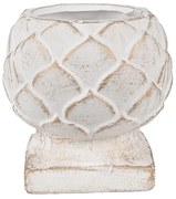 Bílý cementový obal na květináč ve tvaru obrácené šišky Skylar – 14x14 cm