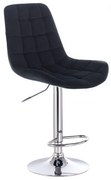 LuxuryForm DESIGN Barová židle PARIS VELUR na stříbrné kulaté podstavě - černá