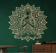 Dřevěná mandala jóga žena – 3D obraz na zeď do obývacího pokoje | SENTOP PR0511