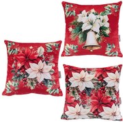 Sada 3 ks povlaků na polštářky RED POINSETTIA 45 x 45 cm