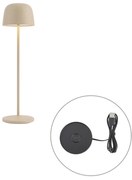 Stolní lampa béžová vč. LED dobíjecí s nabíjecí stanicí IP65 - Raika
