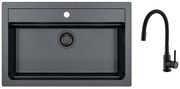 Alveus - Set dřezu Atrox 40 a baterie Mintas, deep black SETA25644
