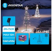 Aigostar - LED Solární vánoční dekorace LED/0,26W/3,7V 75cm IP65 studená bílá