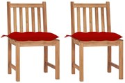 Zahradní židle 2 ks s poduškami masivní teak 3062937