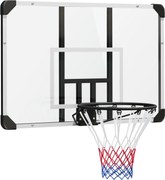 Nástěnný basketbalový koš SPORTNOW s basketbalovou deskou a sítí 113 x 61 x 73 cm z oceli pro venkovní aktivity v bílé barvě | Aosom.de