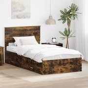 Rám postele s čelo Kouřový dub 100 x 200 cm Kompozitní dřevo 3410935