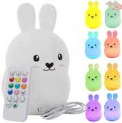 Verk Group Dětské noční světlo vedlo králík dotek rgb dálkové ovládání
