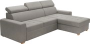Rohová rozkládací sedací souprava do L MONSUM, 245 cm, s úložným prostorem Roh pohovky: Pravý roh, Barva látky: Šedá (Kronos 15)