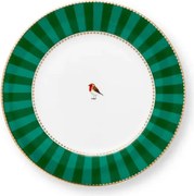 Pip Studio Love Birds Stripes talíř Ø21cm, zelený (snídaňový talíř)