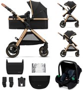 | KINDERKRAFT - Kombinovaný kočárek 3v1 ESME Pure black + autosedačka MINK PRO | KSESME00BLK300N