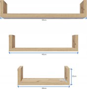 Závěsná police EX3 Malý dub artisan sada 3ks polic