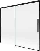 Mexen Rox, 2-křídlová posuvná vanová zástěna 180 x 150 cm, 8mm čiré sklo, černý matný profil, 8C9-180-001-70-00