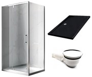 BPS-koupelny Obdélníkový sprchový kout HYD-OK06B 100x80 chrom/transparent + vanička HYD-OSV-ST03A černá