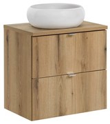 Závěsná skříňka Nova Oak Wiki s deskou a umyvadlem 60 cm dub evoke