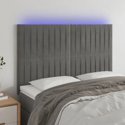 Čelo postele s LED světle šedé 144x5x118/128 cm samet