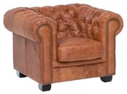 furniture-nabytek.cz - Křeslo Chesterfield z pravé kůže vintage světle hnědá