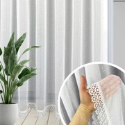 Voálová hotová záclona s krajkou bílá 9233 různé velikosti
