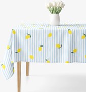 Goldea hranatý ubrus 100% bavlněné plátno - svěží citrony s proužky 80 x 80 cm