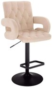 LuxuryForm DESIGN Barová židle BOSTON VELUR na černé kulaté podstavě - krémová