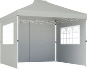 Pavilon cca 3x3 m Voděodolný Výškově nastavitelný skládací pavilon se 3 bočními stěnami Větrání oknem, UV 50+ Světle šedý