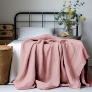 Mušelínový přehoz na postel Retro pink