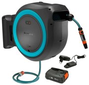 Gardena PowerRoll - 18V AKU bubnový navíječ PowerRoll XXL, s hadici 40 m, 1x aku 2,5 Ah Li-Ion, nabíječka, tyrkysová 18645-20
