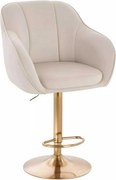 LuxuryForm DESIGN Barová židle AVOLA VELUR na zlaté kulaté podstavě - krémová