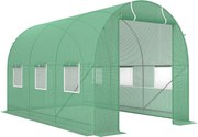 Outsunny Fóliový skleník Skleník na rajčata Fóliový tunelový skleník s oknem Zelený 350 x 200 x 200 cm | Aosom