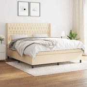 Box spring postel s matrací krémová 180x200 cm textil 3131694