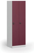 Kovová šatní skříňka S1, 2 oddíly, 1850 x 600 x 500 mm, RFID zámek, červené dveře