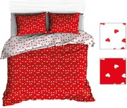 KARO Bavlněné povlečení 140x200 R132 bílá červená srdce 314D 315D