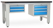 Dílenský stůl Solid MDF-23, 180 cm, 2 závěsné boxy, černá