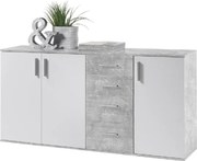 Komoda, bílá/beton, POPPY 3