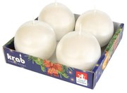 Krab - svíčka koule 60 mm, lakovaná, bílá perleť - 4 ks
