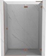 Mexen Lunar L, Otočné pravé sprchové dveře 130 cm, 8mm čiré sklo, měděný matný profil, 834L-130-000-65-00-P