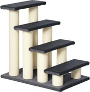 PawHut Psí Schody 4 Krok 59 cm Vysoké Pet Schody pro Kočky a Psy, Psí Rampy, Pomocné Schody pro Postel, Pohovku, Gauč Šedá | Aosom