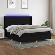 Box spring postel s matrací a LED černá 160x200 cm textil