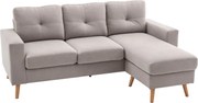 HOMCOM L-tvará látková pohovka, souprava pohovek v lněném vzhledu, rohová pohovka s chaise longue pro 3 osoby, rohová pohovka do obývacího pokoje, svě