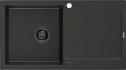 Mexen Leo, dřez granitový 900x500x190 mm, 1-komorový, černá-zlatá metalíza s černým sifonem, 6501901010-75-B
